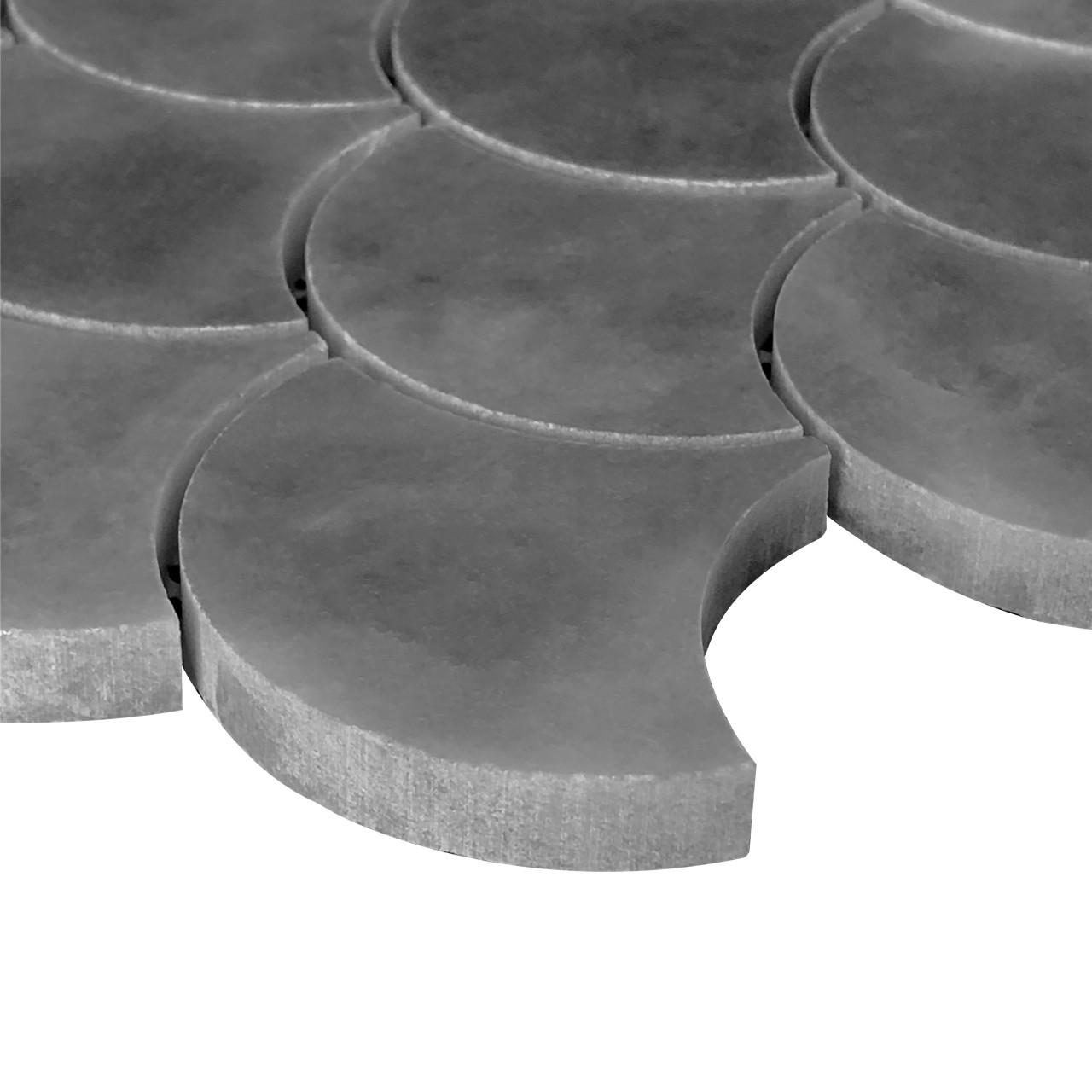 Bardiglio Fish Scale Fan Shaped Mosaic Tile Honed Sample