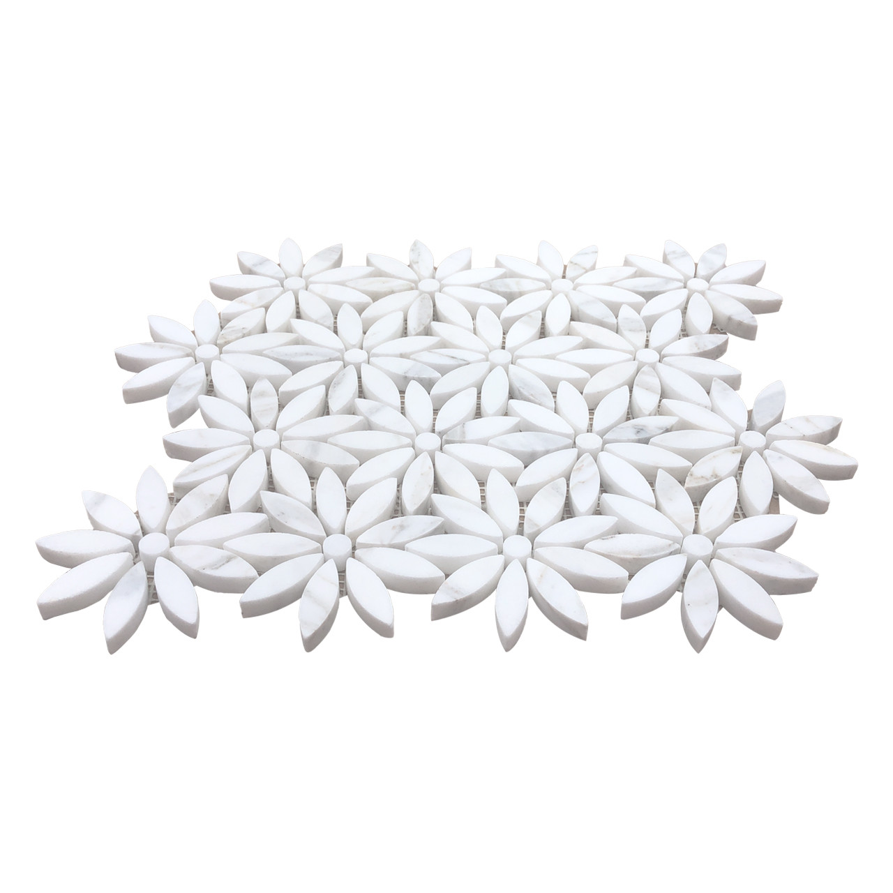 Calacatta Daisy Flower Mosaic Tile Honed