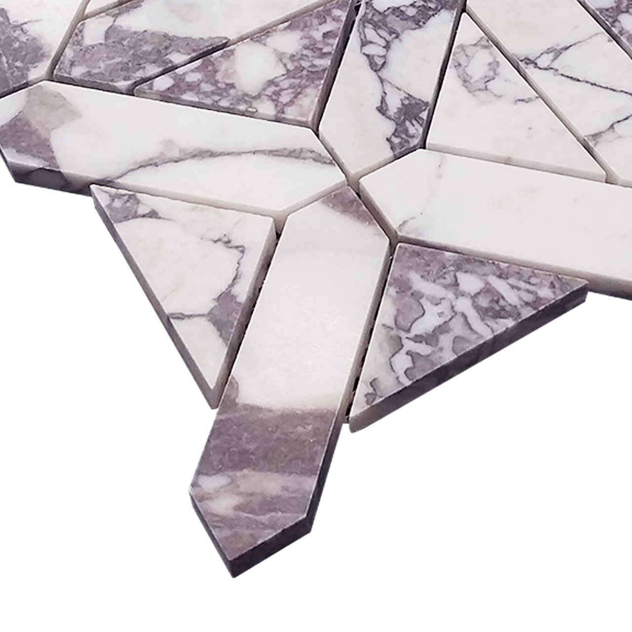 Calacatta Viola with Calacatta Viola Triangles Geometrica Mosaic Tile ...