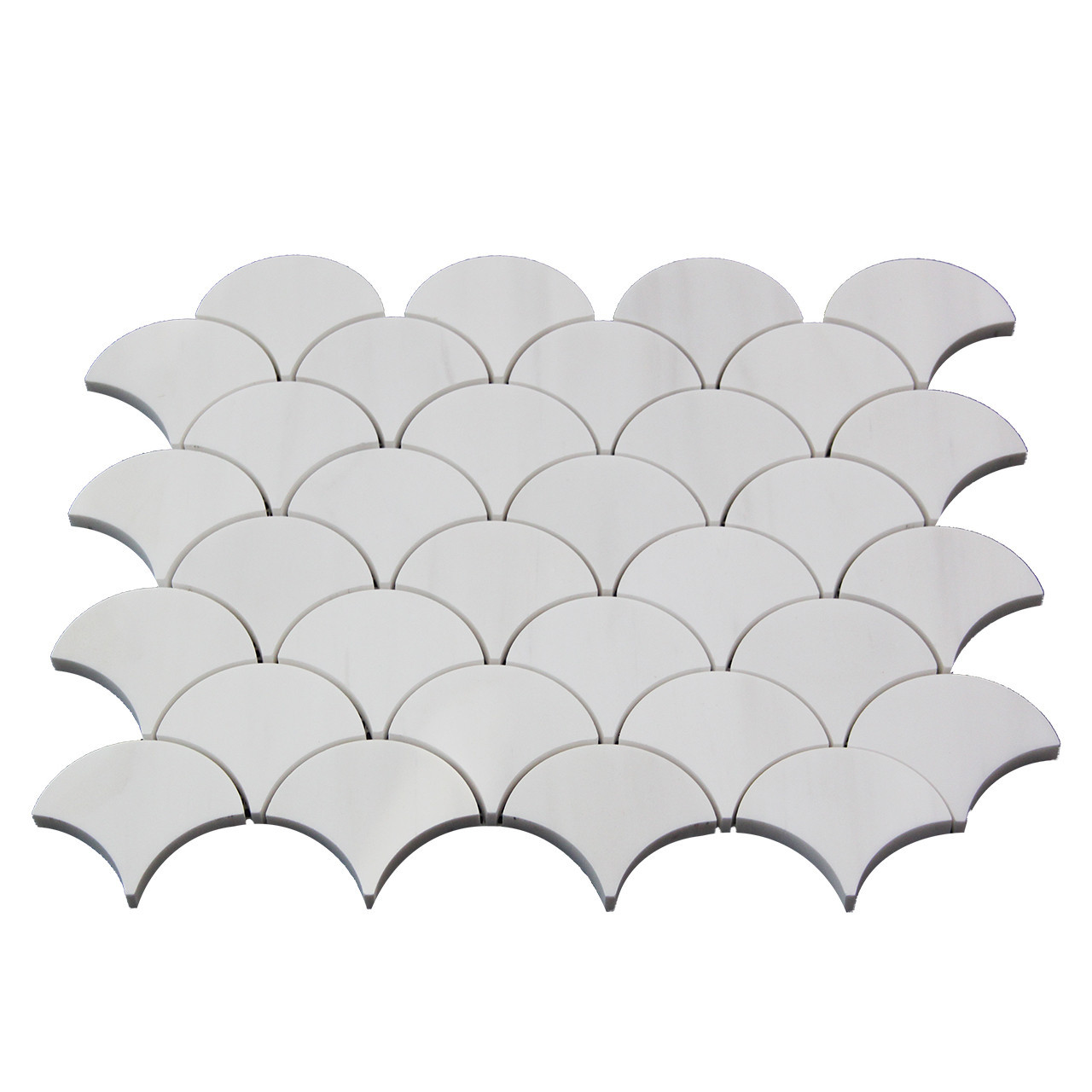 Bianco Dolomite Fish Scale Fan Shaped Mosaic Tile Polished