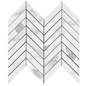 Calacatta Gold Marble Mini Chevron Mosaic Polished