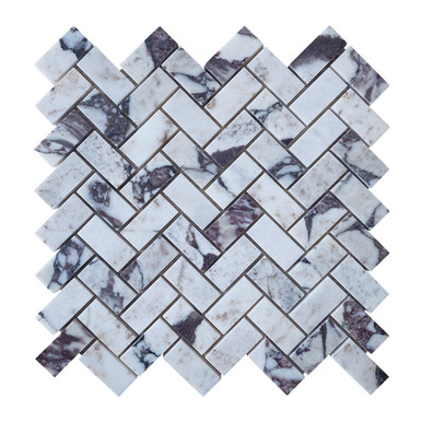 Calacatta Viola Marble 1"x2" Herringbone Mosaic Honed