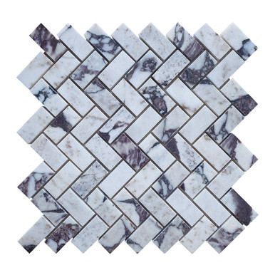 Calacatta Viola Marble 1"x2" Herringbone Mosaic