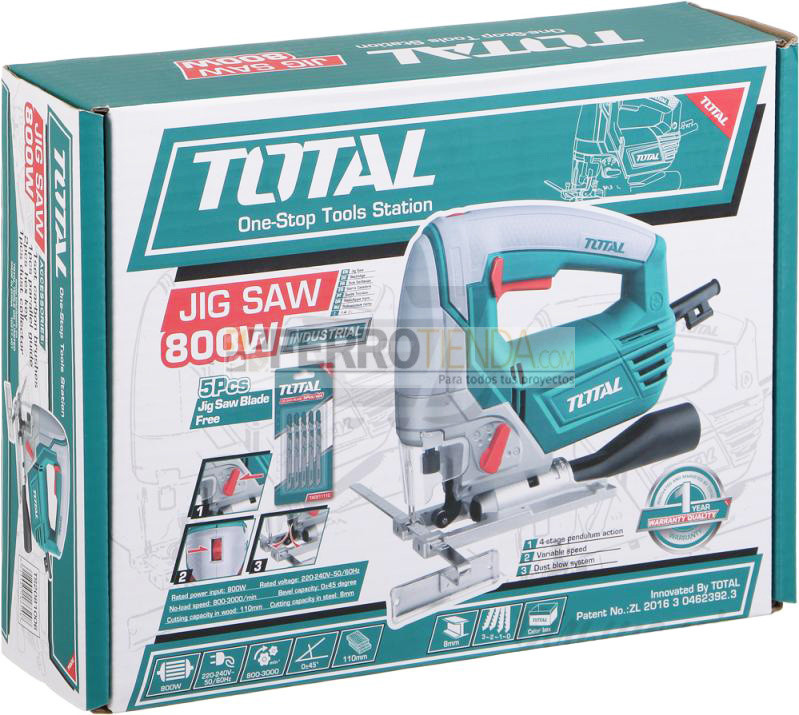 Sierra caladora Industrial TOTAL 800W 800-3000 rpm - Ferrotienda.com