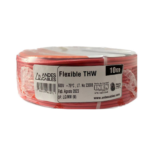 CABLES DE COBRE FLEXIBLE THW ANDES CABLES 10 METROS