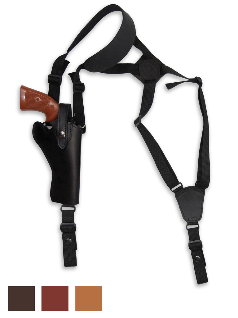 Leather Vertical Shoulder Holster for 4" Revolvers - Barsony Holsters