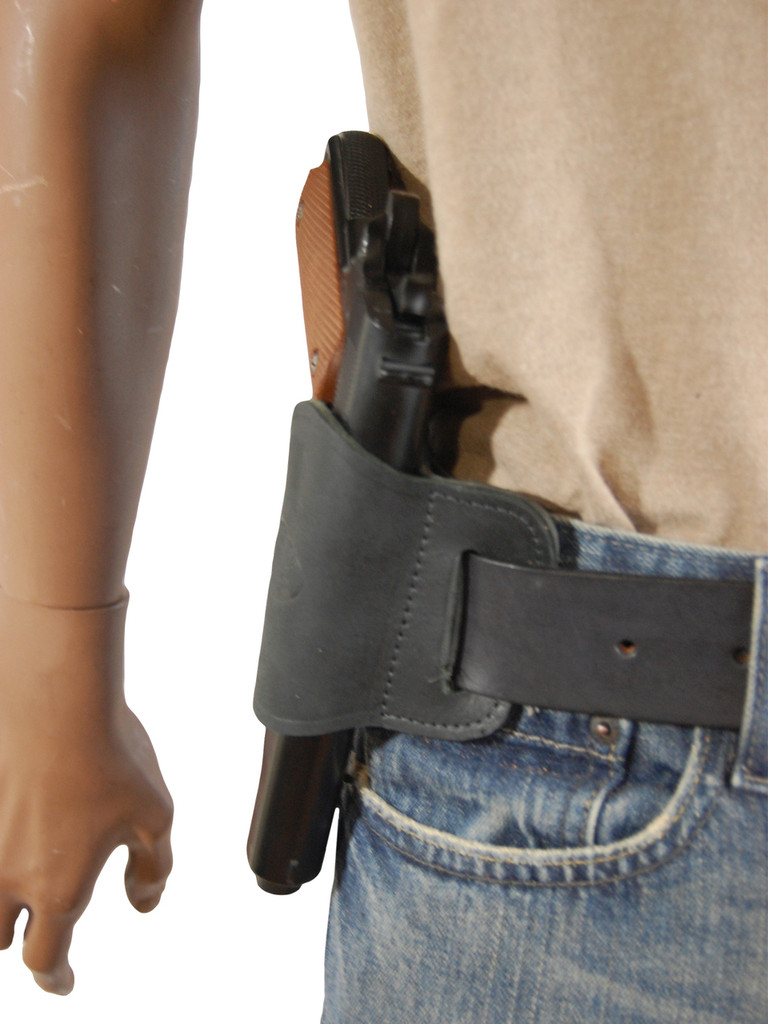 Leather Quick Slide Holster for Full Size 9mm 40 45 Pistols - Barsony ...