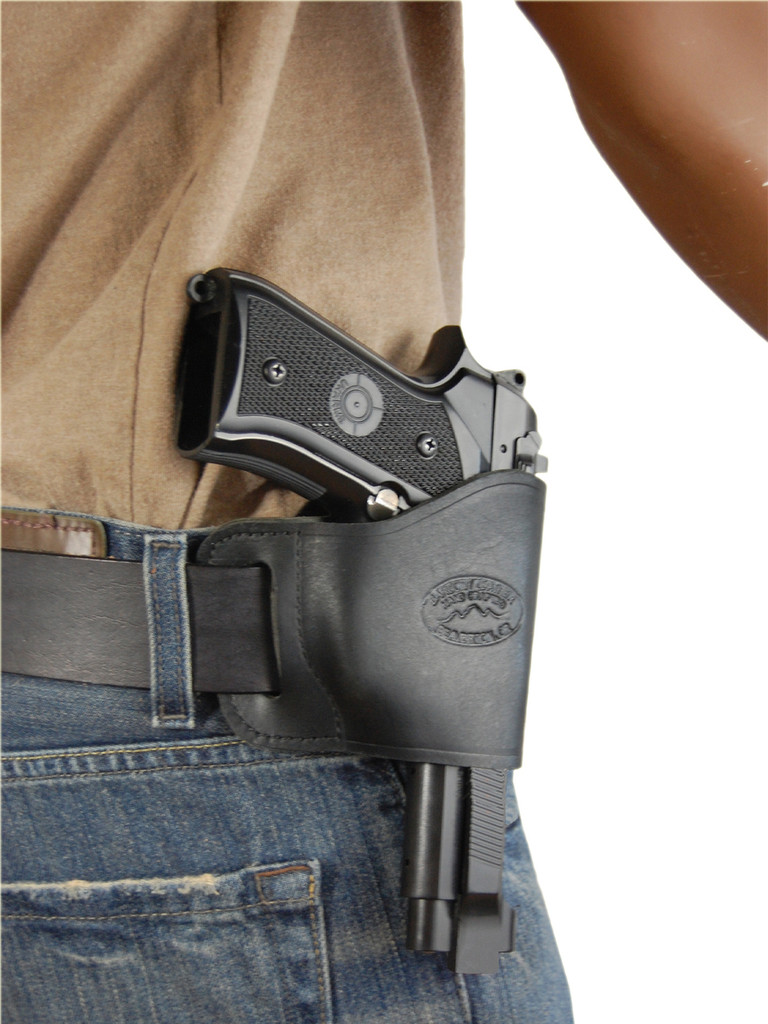 Leather Quick Slide Holster for Full Size 9mm 40 45 Pistols - Barsony ...