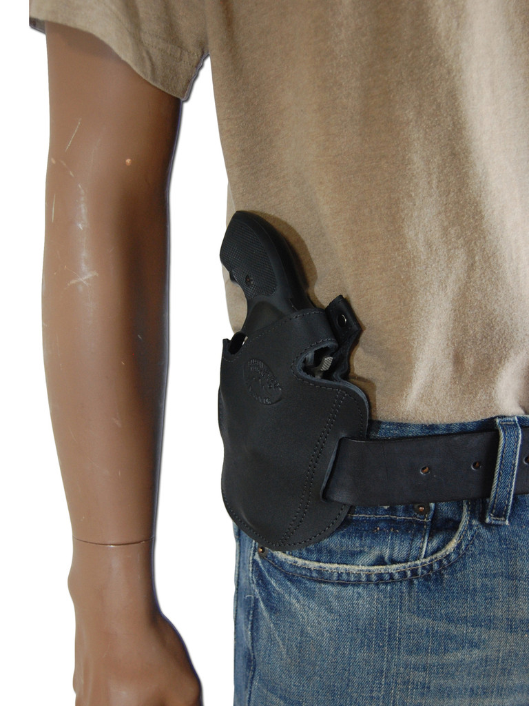 Black Leather Pancake Holster for .22 .38 .357 2" Revolvers - Barsony ...