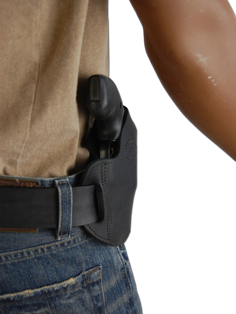 Black Leather Pancake Holster for .22 .38 .357 2" Revolvers - Barsony ...