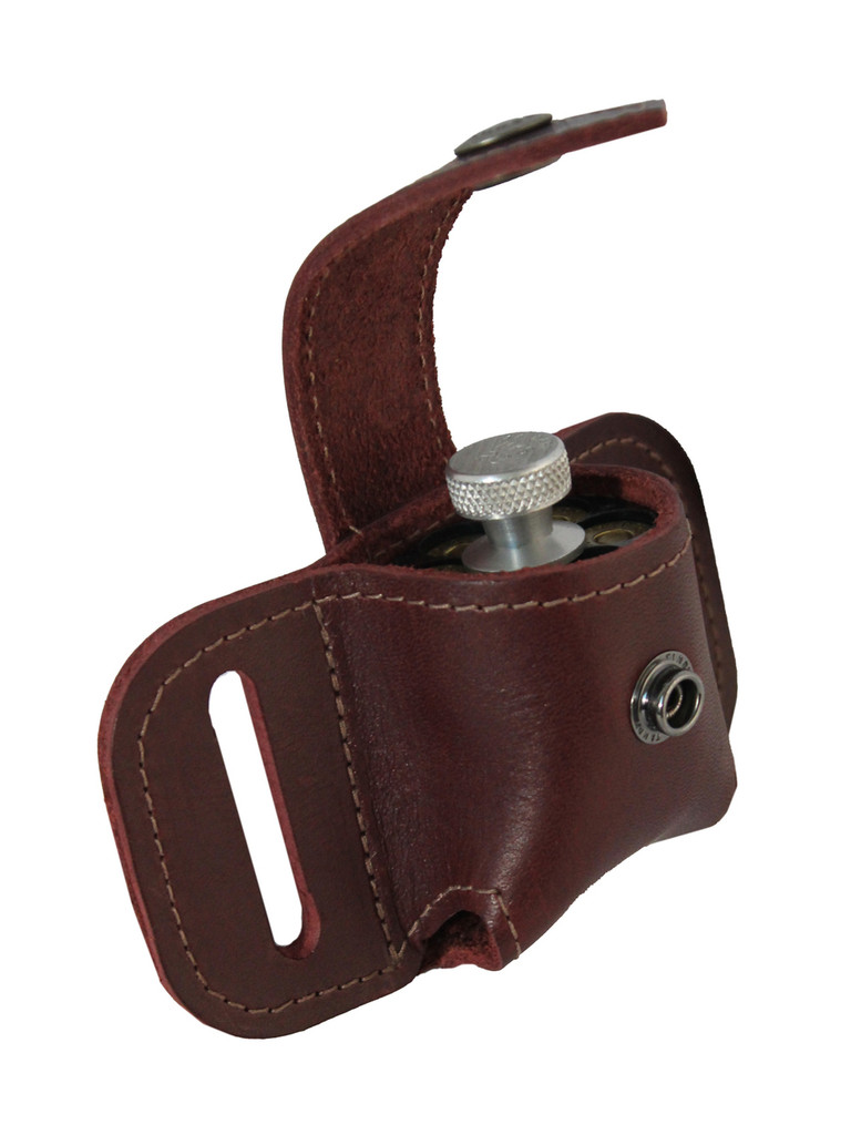 Burgundy Leather Belt Loop Single Speed Loader Pouch for .22 .38 .357 ...
