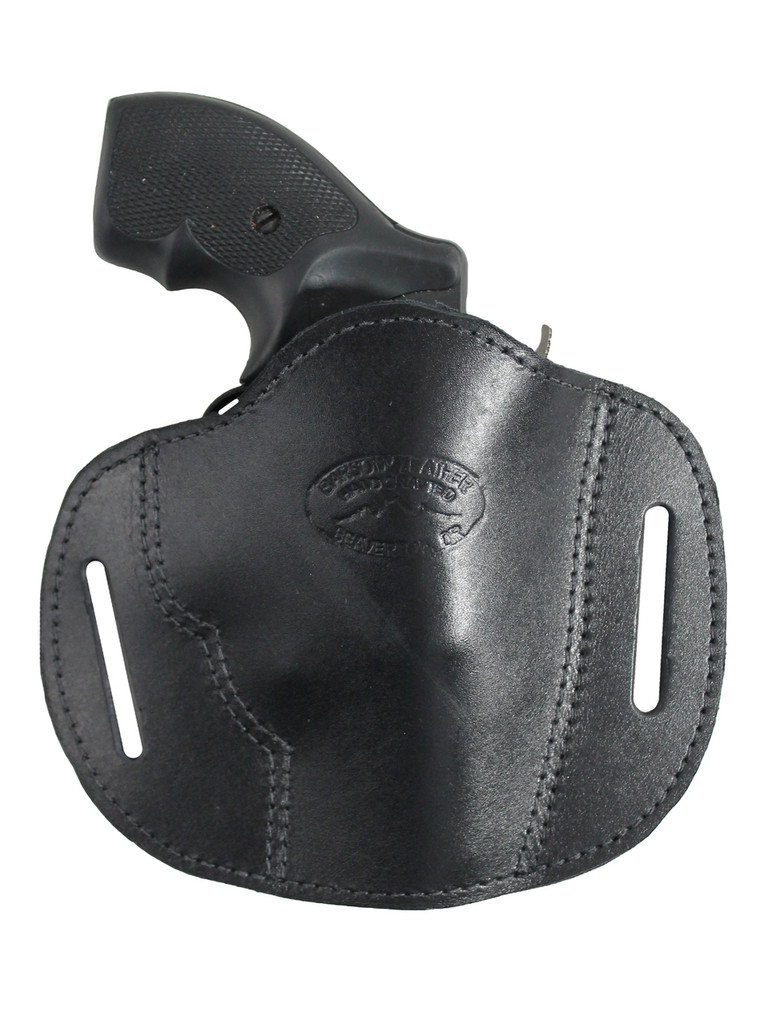 Black Leather Pancake Belt Slide Holster for 2" Snub Nose Revolvers ...