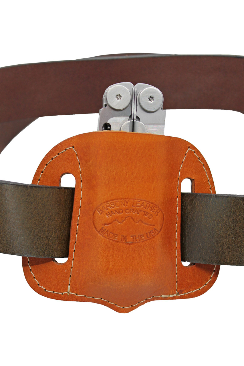 Saddle Tan Leather Multi-Tool Pancake Sheath - Barsony Holsters