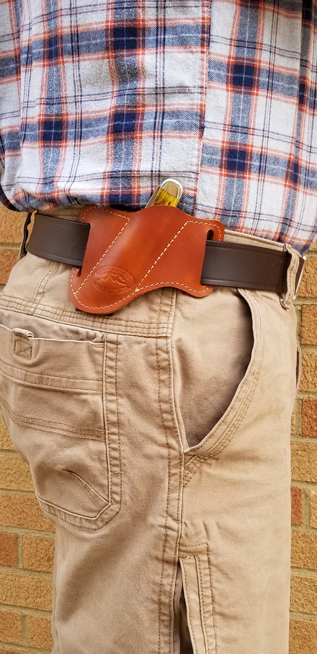Natural Tan Leather Horizontal Canted Knife Sheath - Barsony Holsters