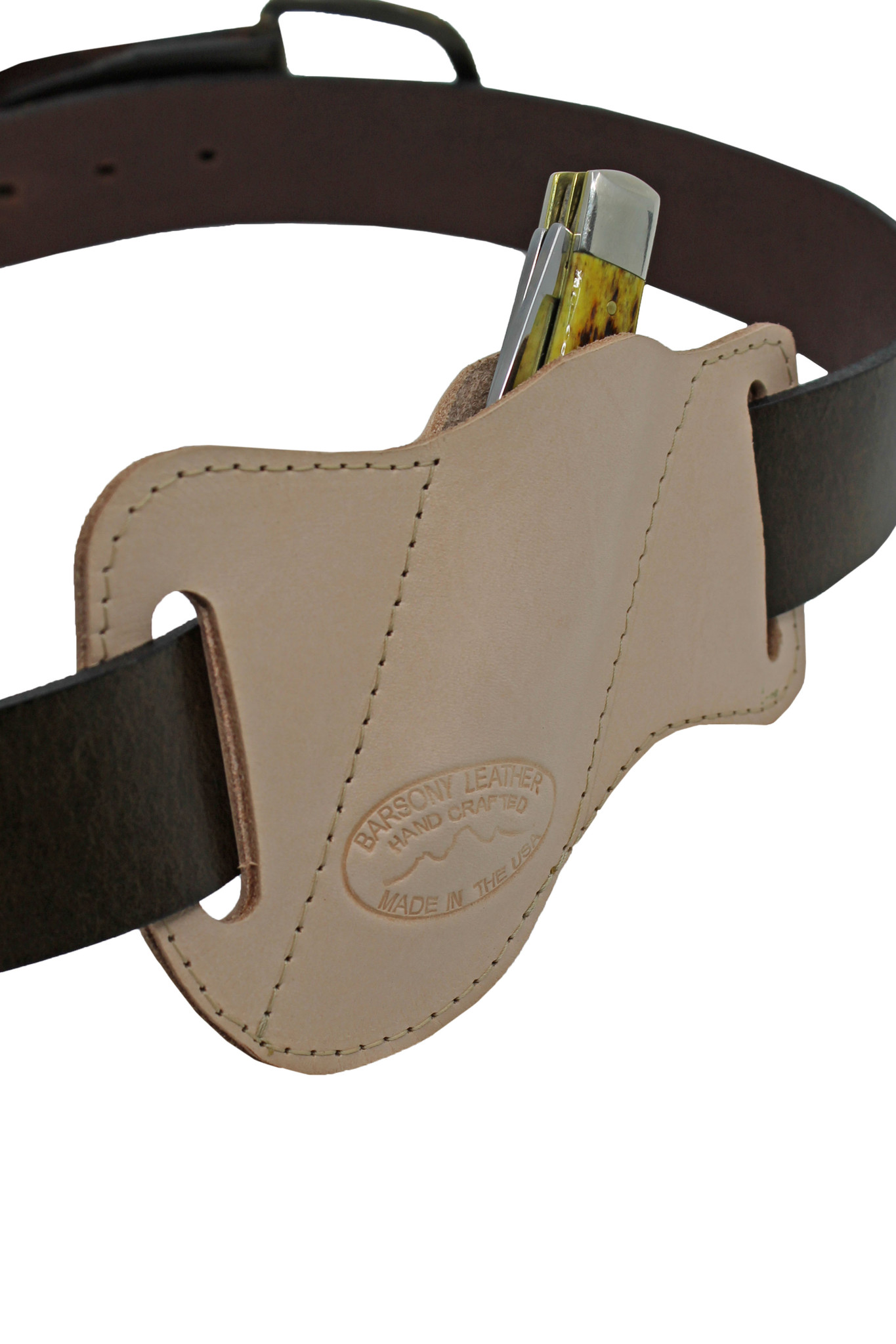 Natural Tan Leather Horizontal Canted Knife Sheath - Barsony Holsters