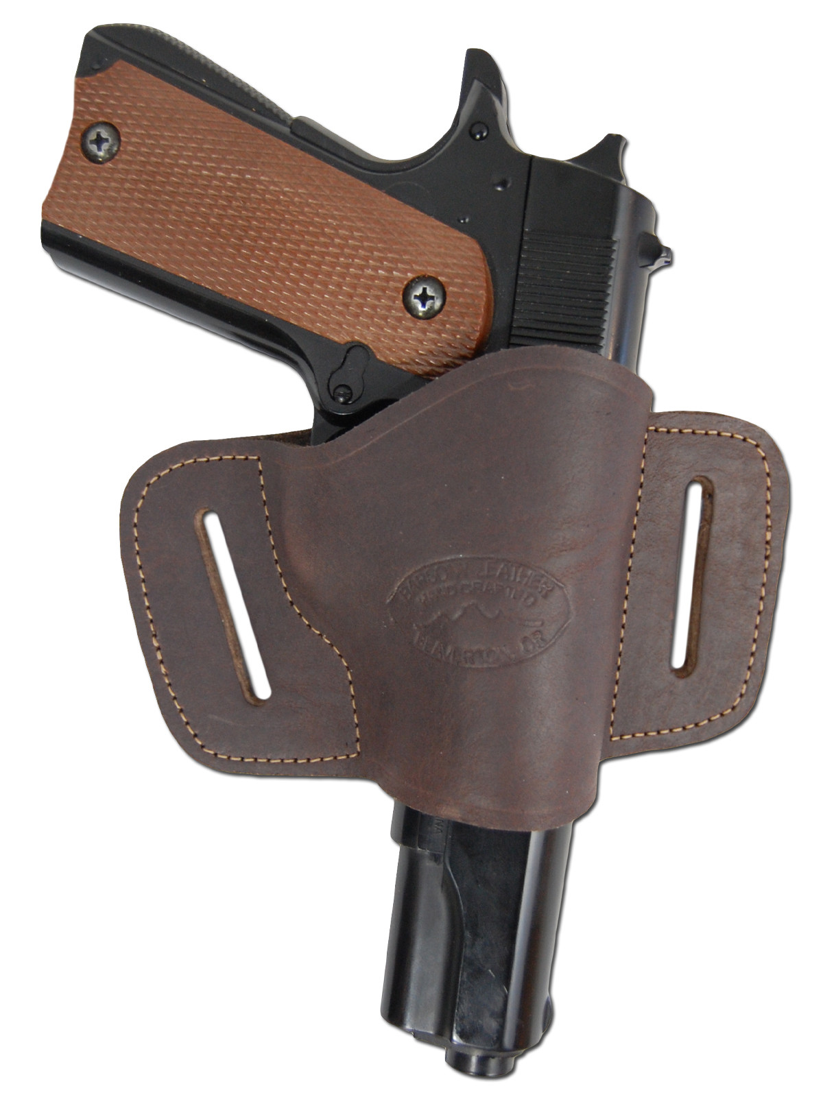 Leather Quick Slide Holster for Full Size 9mm 40 45 Pistols - Barsony ...
