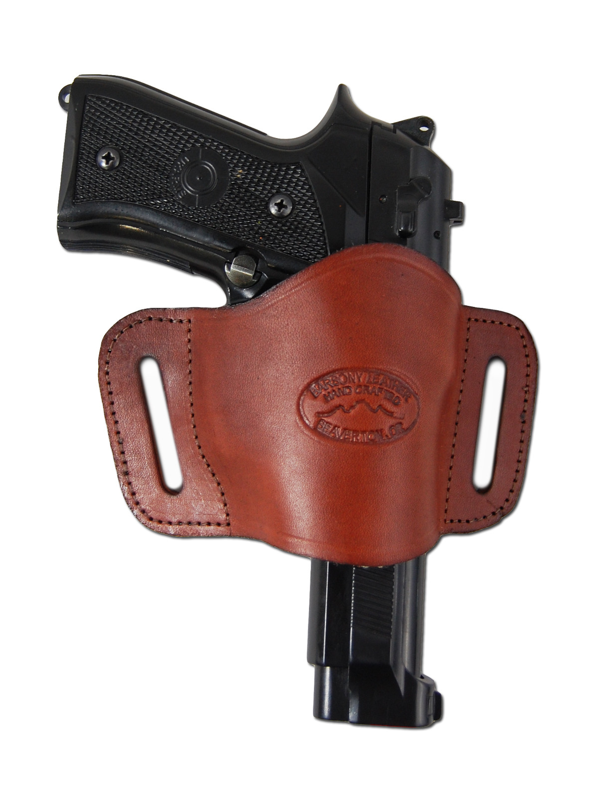 Leather Quick Slide Holster for Full Size 9mm 40 45 Pistols - Barsony ...