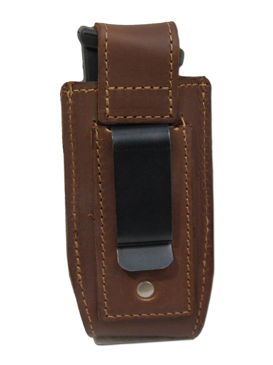 Brown Leather Single Magazine Pouch with Retention Strap for Single ...