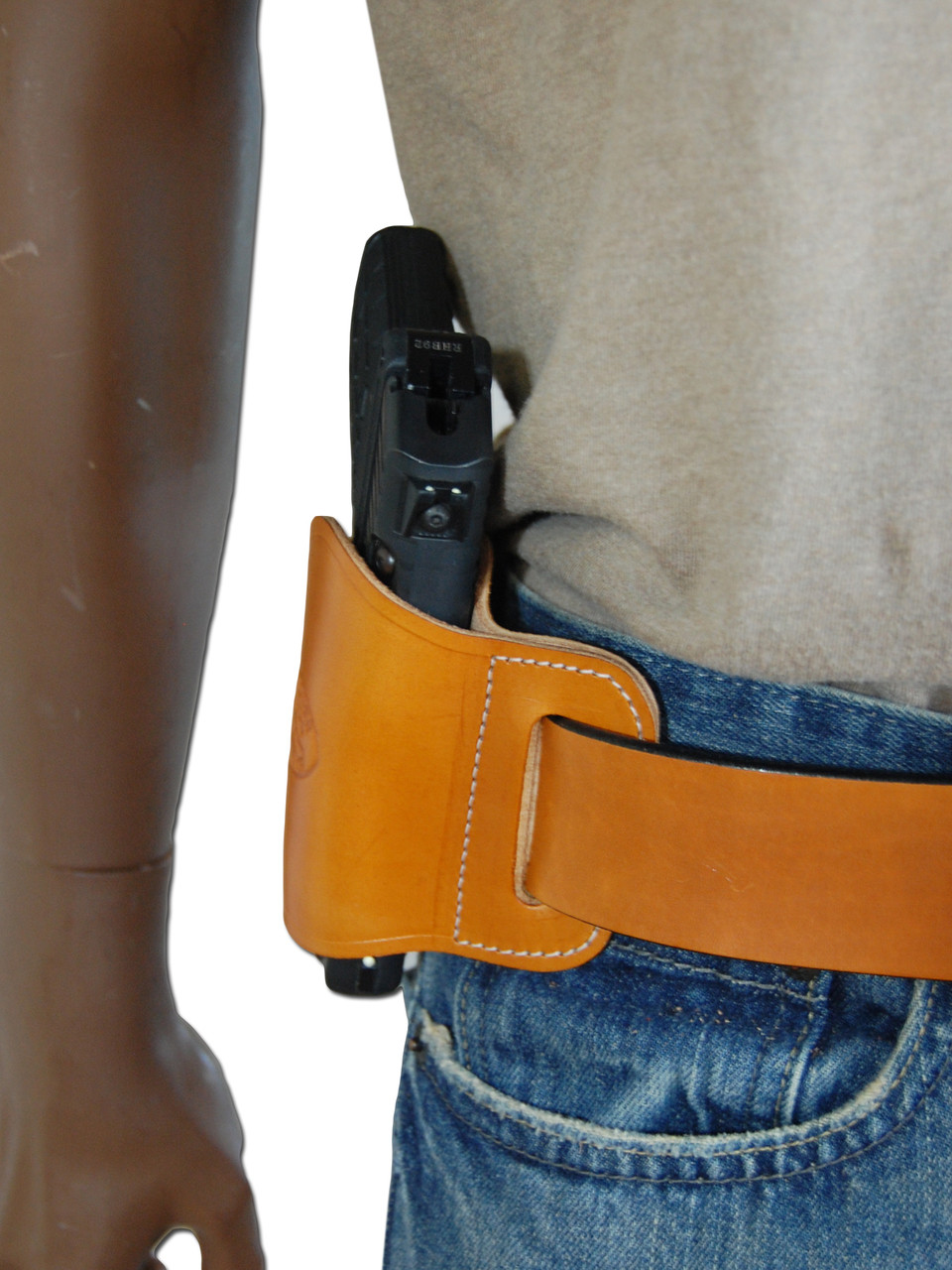 Saddle Tan Leather Quick Slide Holster for .380 Ultra Compact 9mm .40 ...