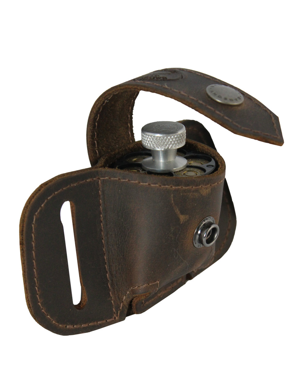 Brown Leather Belt Loop Single Speed Loader Pouch for .22 .38 .357 ...