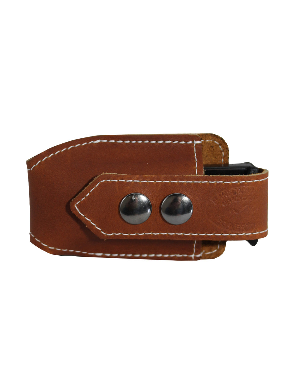 Saddle Tan Leather Horizontal Single Magazine Pouch - Barsony Holsters