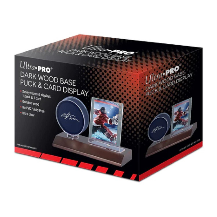 Ultra Pro Dark Wood Puck & Card Display Hockey Puck Holder