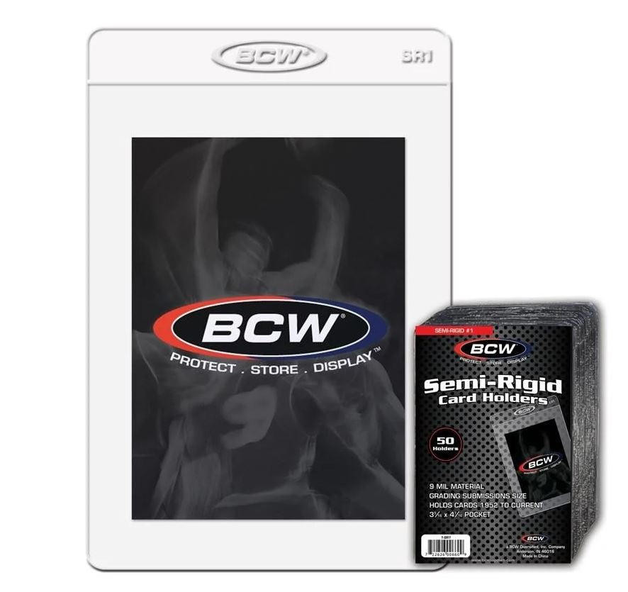 BCW Size #1 Semi Rigid Card Holders (Pack of 50) Grading Submission Size