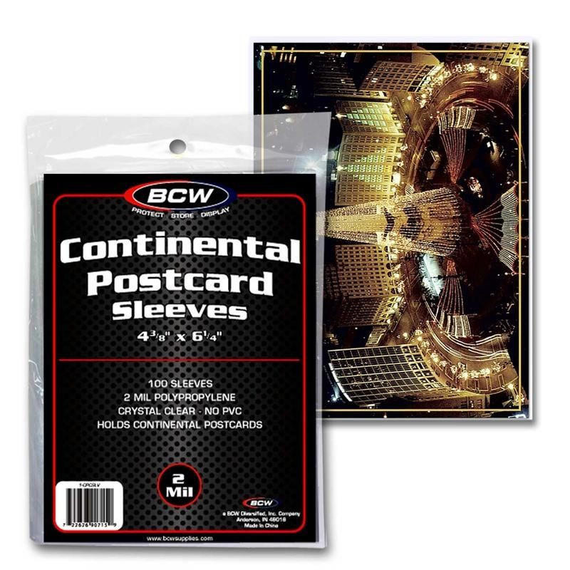 BCW Continental Size Postcard Soft Sleeves (100 Count Pack)