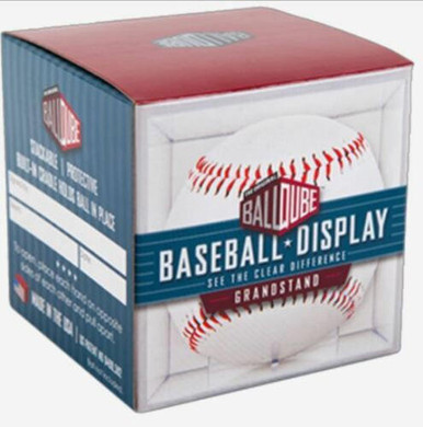 BallQube Grandstand Baseball Holder Cube Display w Built in Stand
