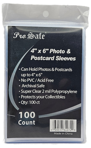 Pro-Safe 4" x 6" Photo & Postcard Sleeves (100 Count Pack) 4x6
