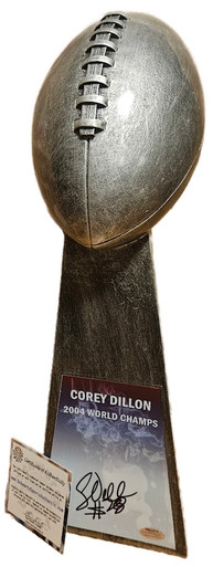 Corey Dillon Signed / Autographed Replica Football Trophy Schwartz COA
