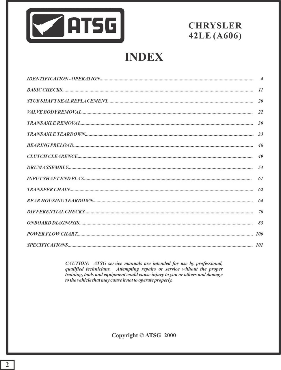 A606 (42LE & 42RLE) CD - ATSG Bookstore