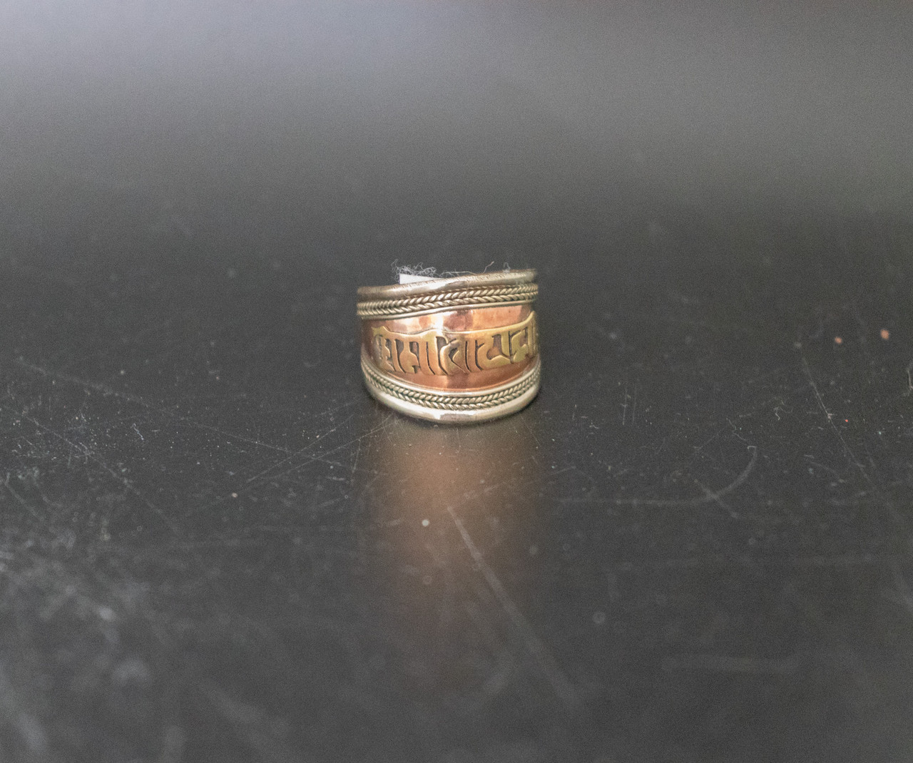 Brass/Copper Tibetan Symbols Adjustable Ring - Tammy's Cool Things