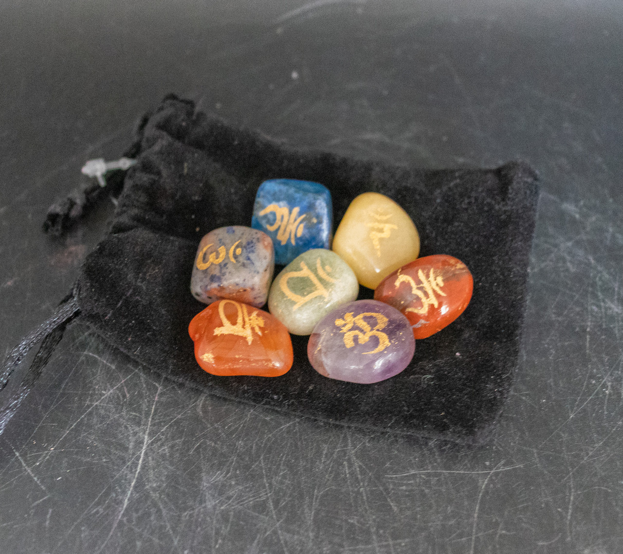 Sanskrit Engraved 7 Chakra Rock Set - Tammy's Cool Things