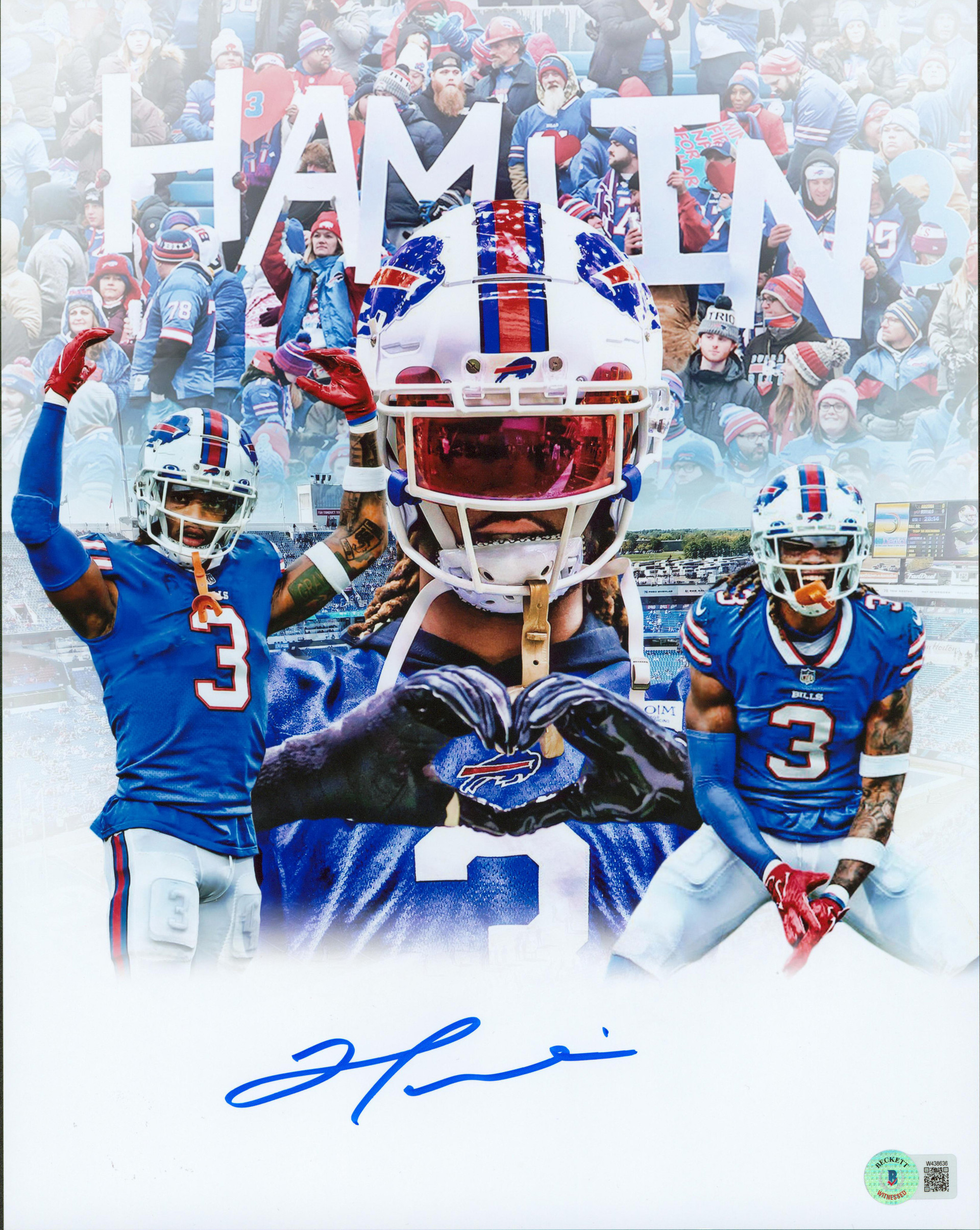 Bills Damar Hamlin Authentic Signed 11x14 Custom Art Collage Edit BAS ...