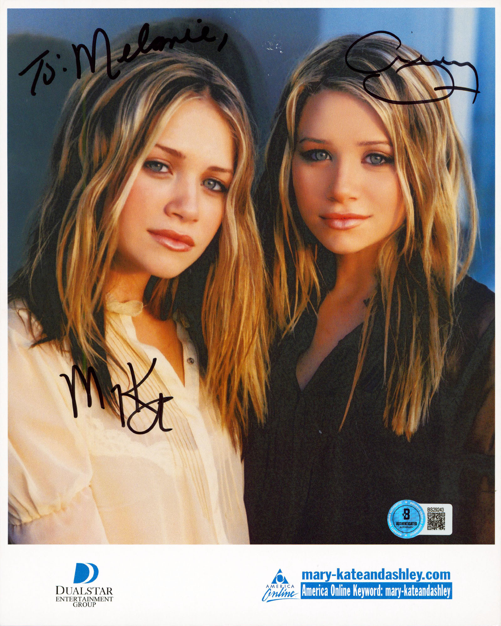 Mary-Kate & Ashley Olsen Full House "To Melanie" Signed 8x10 Photo BAS ...