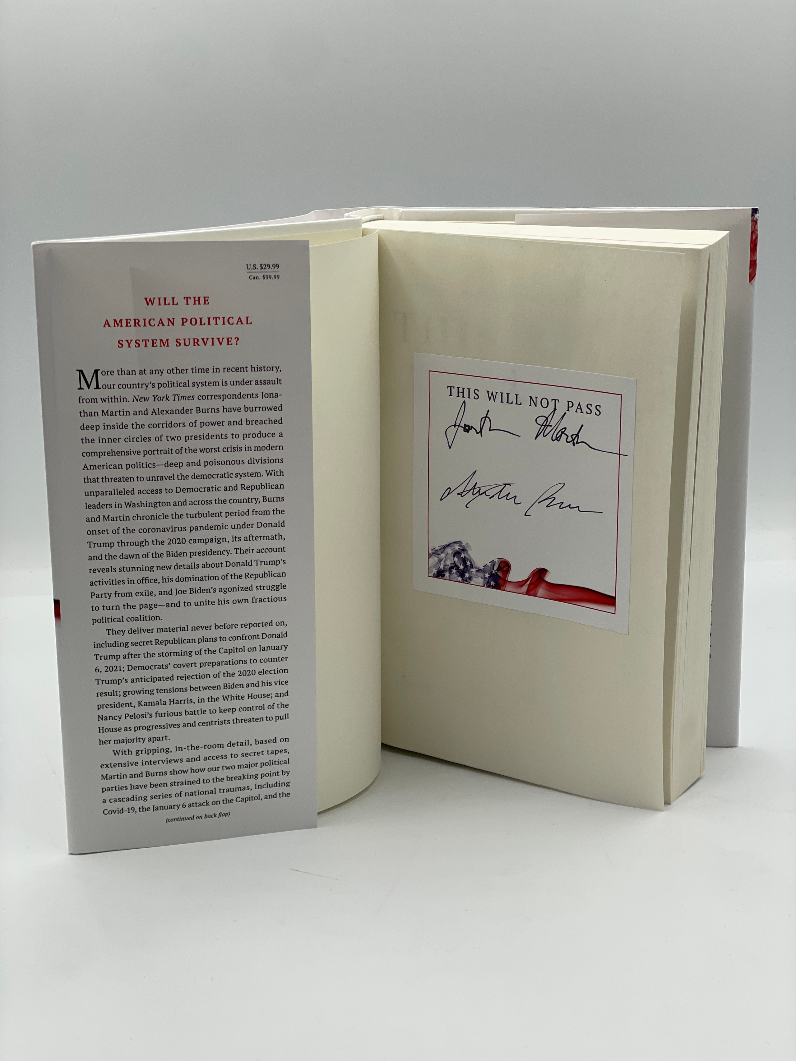 This Will Not Pass - Jonathan Martin, Alexander Burns (Signed Book)