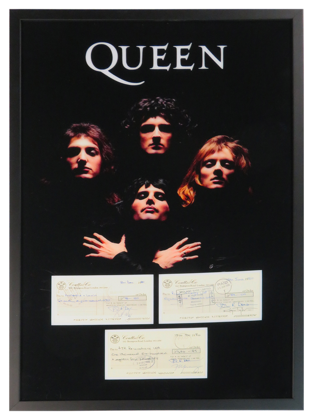 Queen Signed Display – Autographed by Freddie Mercury & Band | JSA ...