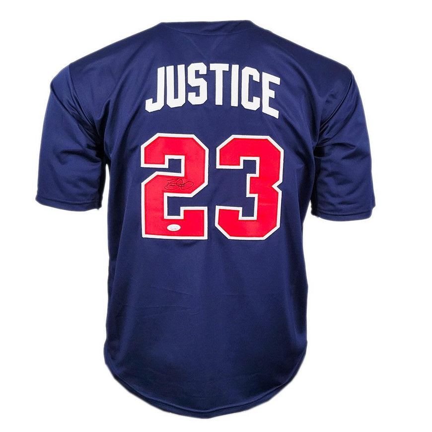 David Justice Signed Atlanta Blue Baseball Jersey (JSA)