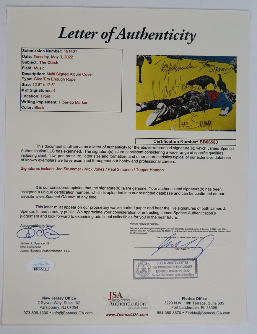 The Clash Signed Display - Premiere Collectibles