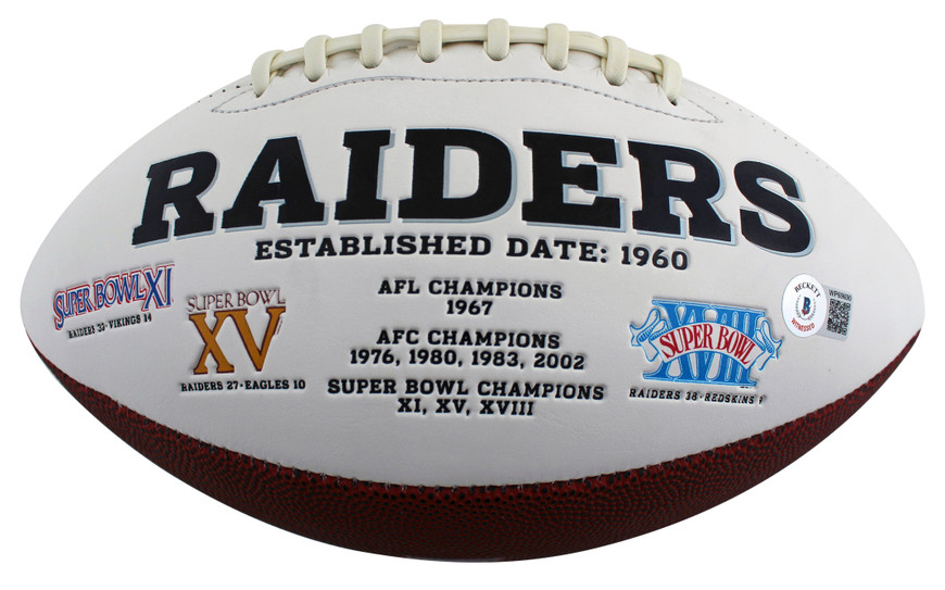 Raiders Shane Lechler Just Win Baby Signed White Panel Logo Football ...
