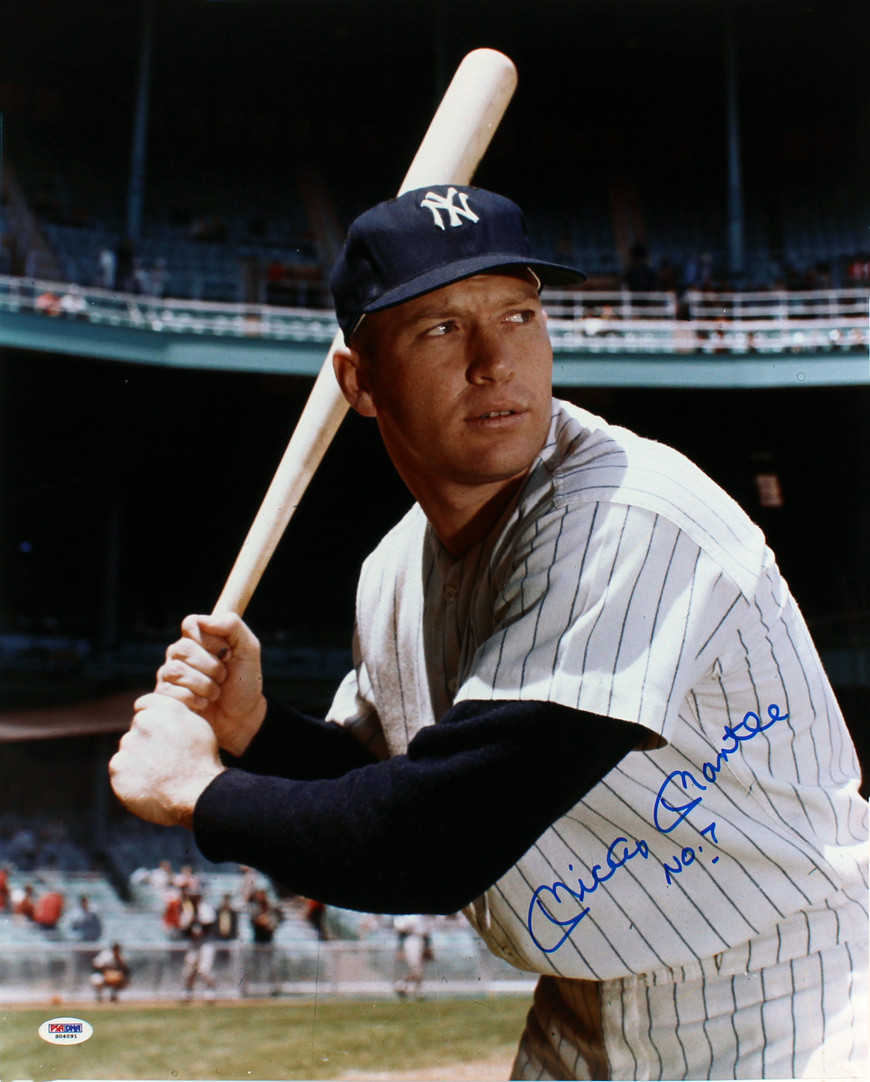 Yankees Mickey Mantle "No. 7" Signed 16x20 Photo Auto Graded 10! PSA ...