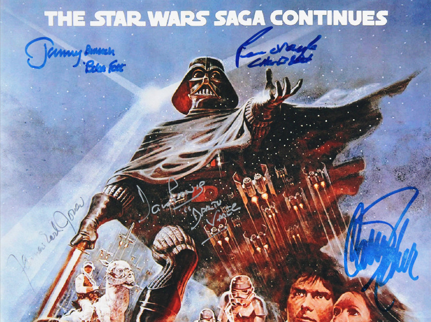 (11) Ford, Fisher, Lucas, Oz, Jones +6 12x18 Star Wars ESB Poster BAS # ...