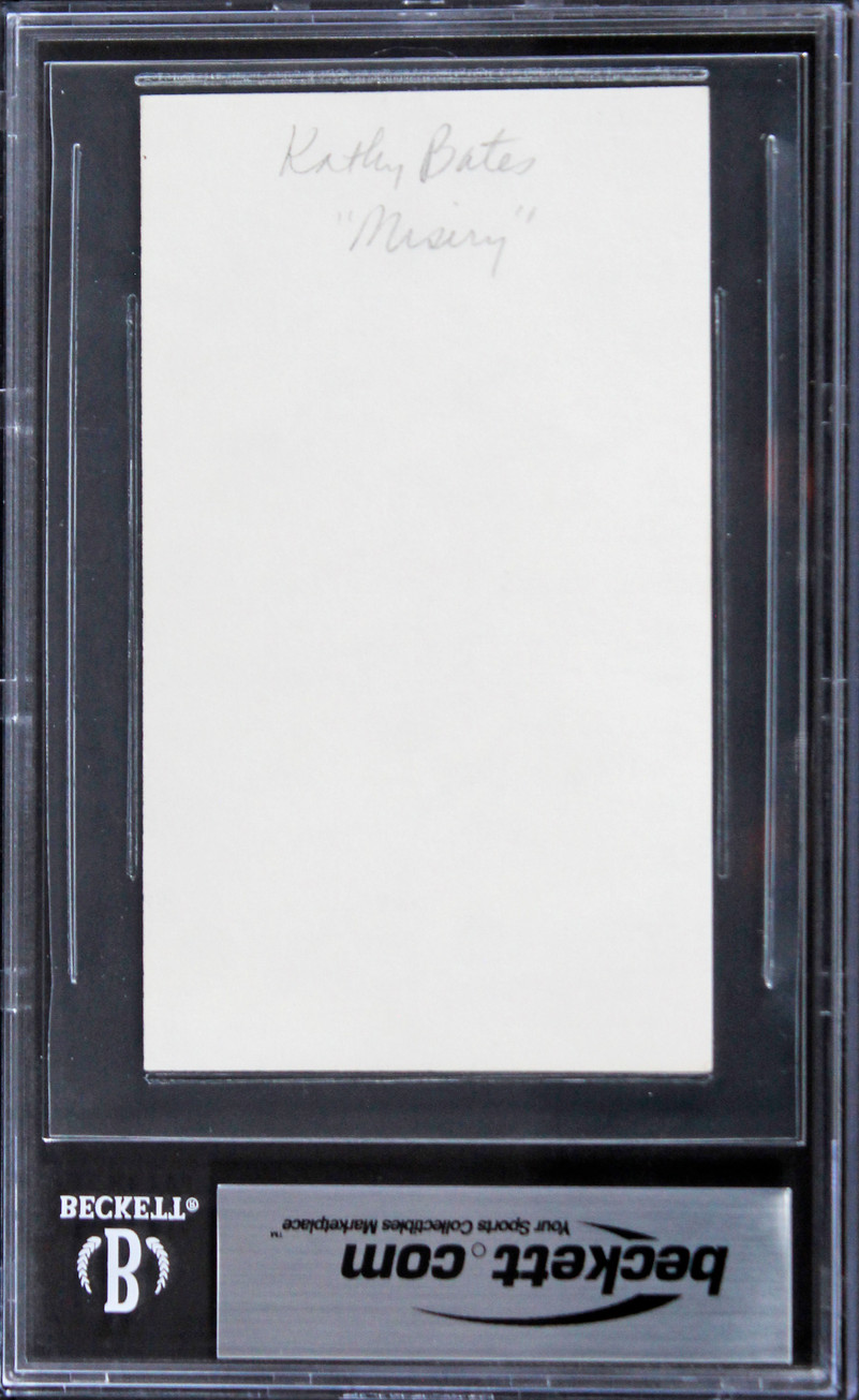 Kathy Bates Misery Authentic Signed 3x5 Index Card Autographed BAS Slabbed