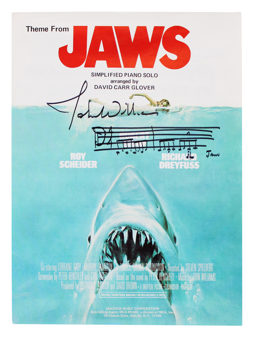 John Williams Signed Jaws Theme Music Sheet Booklet w/ Music Sketch BAS ...