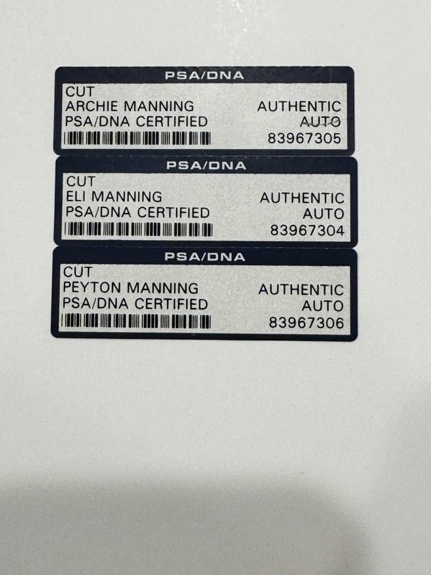 "3 Mannings" Triple-Signed Display – Archie, Peyton & Eli Manning – PSA/DNA Certified