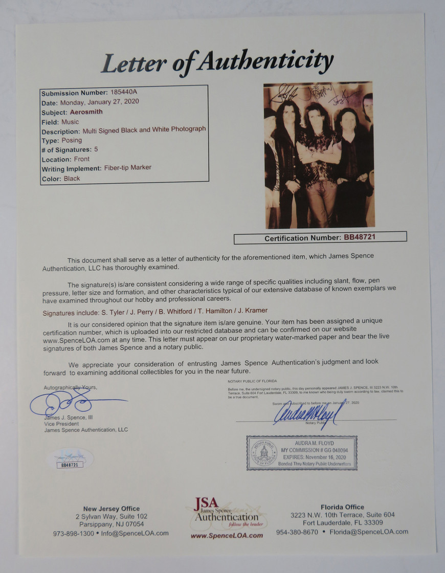 Aerosmith Signed Framed Display - Aerosmith (Signed Sheet Music)