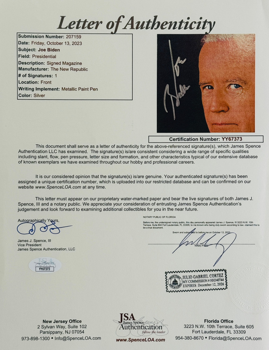 Joe Biden Signed New Republic Magazine