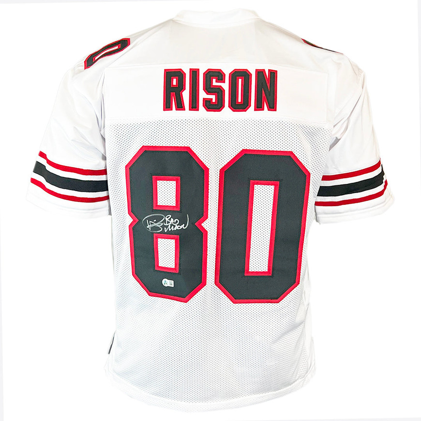 Andre Rison Signed Bad Moon Inscription Atlanta White Football Jersey ...