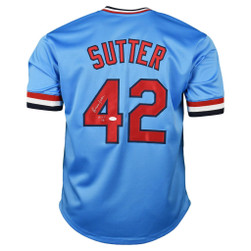 Bruce Sutter Signed St Louis Blue Baseball Jersey HOF 06 Inscription ...